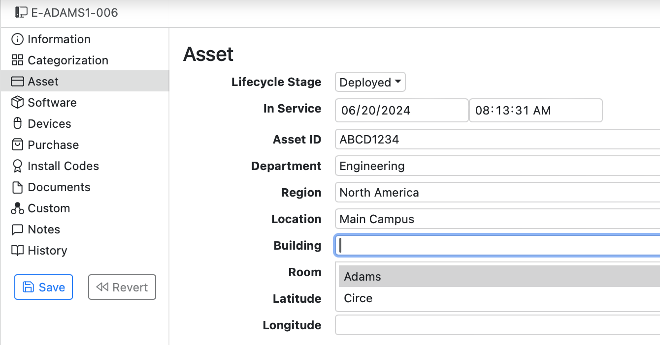 Setting up Dependent Asset Location Fields - Sassafras Software